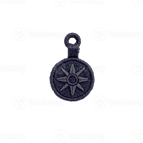 This Features Circular Embroidered Patch With Compass Rose Design Symbolizing Direction And