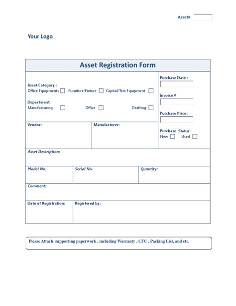 Asset Registration Form Template Pdf