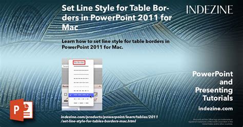 Set Line Style For Table Borders In Powerpoint 2011 For Mac