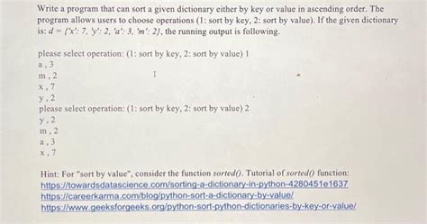 Solved In Python 3write A Program That Can Sort A Given