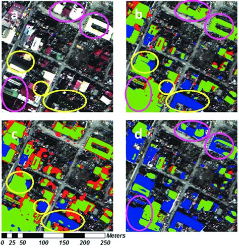 7 a original test image 1 b resunet crf c resunet and d