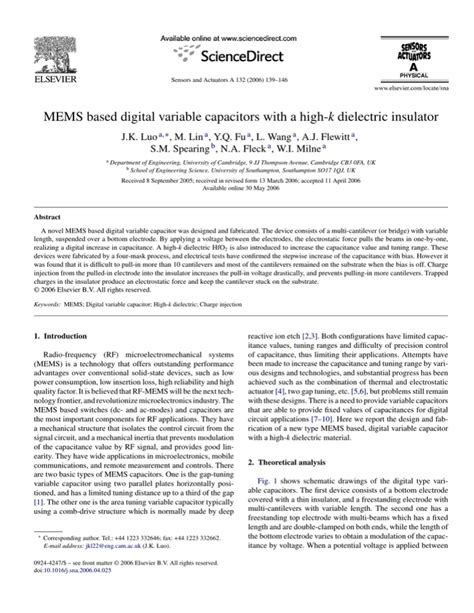Mems Based Digital Variable Capacitors With A High