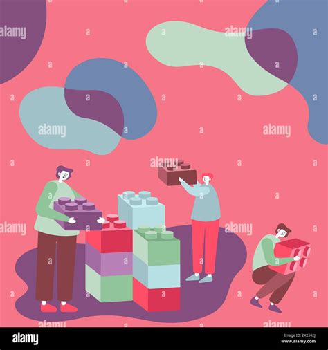 Three Colleagues Having Meeting Displaying Cube Representing Teamwork