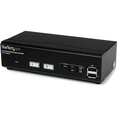 Startech Com 2 Port USB VGA KVM Switch With DDM Fast Switching Technology And CablesControl 2