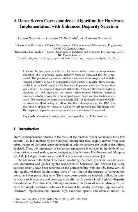 Pdf A Dense Stereo Correspondence Algorithm For Hardware Implementation With Enhanced