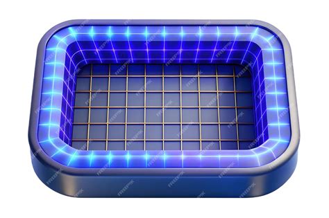 3d digital grid border with glowing intersections and copy space