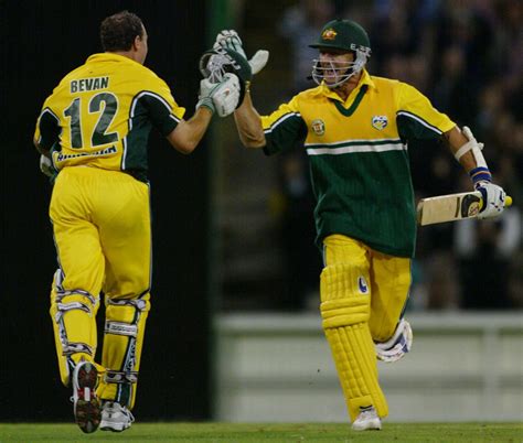 Michael Bevan And Andy Bichel Celebrate Australias Two Wicket Win