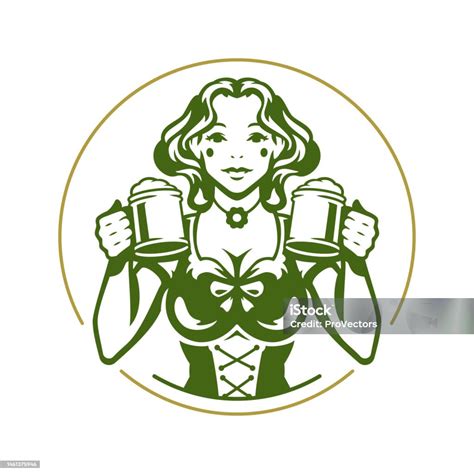 성 패트릭의 날 아일랜드 펍 바 여자 맥주 잔 건배 잔치 라운드 프레임 빈티지 아이콘 벡터 플랫 Ale에 대한 스톡 벡터 아트 및 기타 이미지 Istock