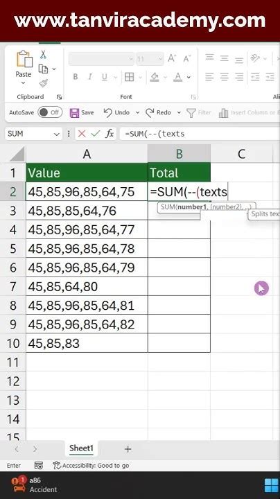 Excel Sum And Textsplit Function Magic Excelshorts Excelbangla Newexcel Exceltips Youtube