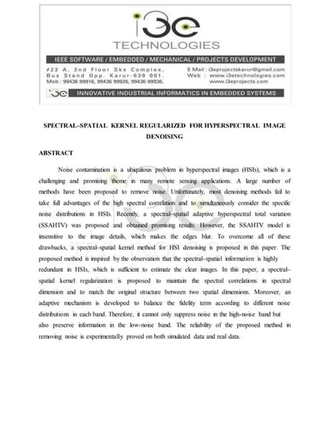 spectral spatial kernel regularized for hyperspectral image denoising
