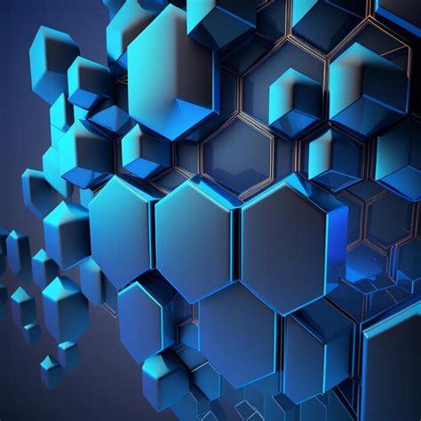 A Blue Abstract Background With Hexagonal Shapes Generative Ai