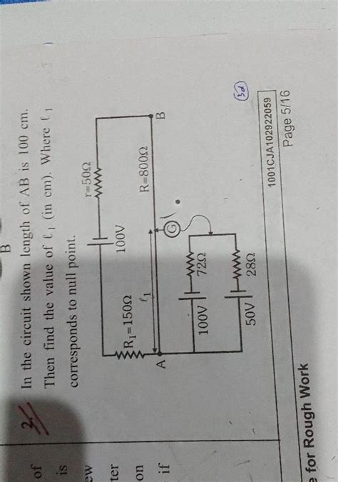 In The Circuit Shown Length Of A B Is 100 Mathrm ~cm Then Find The Val