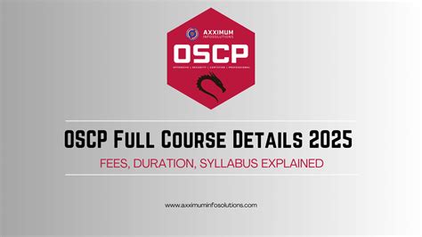 Oscp Course Details 2025 Fees Duration Syllabus Explained