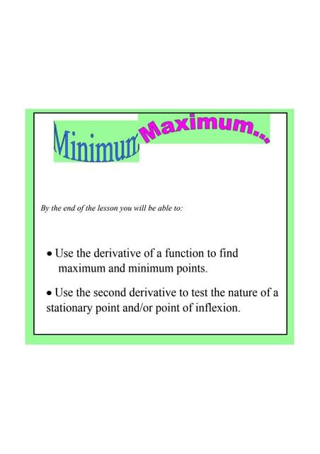 Ib Maths Turning Points First Derivative Test Pdf