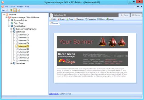 Exclaimer Signature Manager Office 365 Edition Previewing A Template