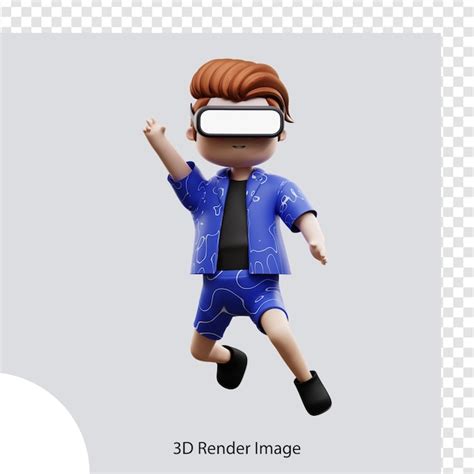 웹 앱 인포그래픽 앱용 가상 현실이 있는 3d 그림 메타버스 캐릭터 프리미엄 Psd 파일