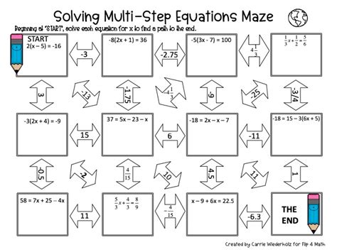Two Step Equation Maze Answer Key Tessshebaylo