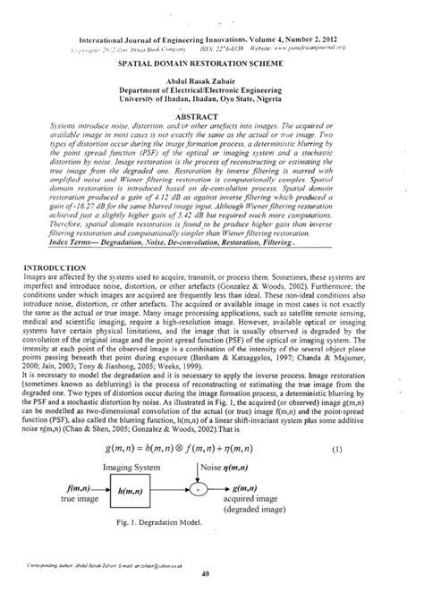 Pdf Spatial Domain Restoration Scheme