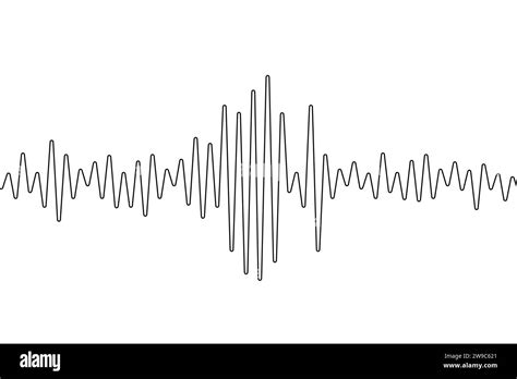 Earthquake One Continuous Line Polygraph Single Line Art Outline Wave Black Waves Pattern