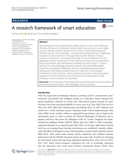 Pdf A Research Framework Of Smart Education