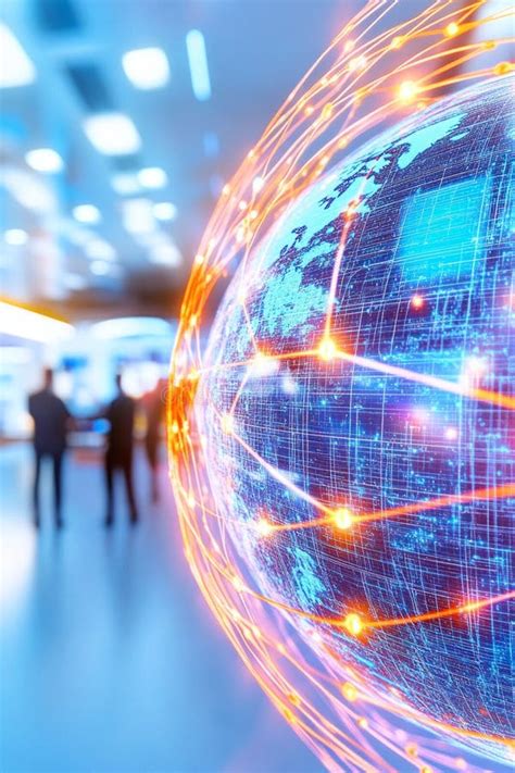 A High Tech Representation Of Global Business Networking With A Digital 3d Globe Showcasing