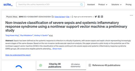 Non Invasive Classification Of Severe Sepsis And Systemic Inflammatory Response Syndrome Using A