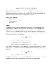 Understanding Capacitance Measurement In Parallel Plate Course Hero