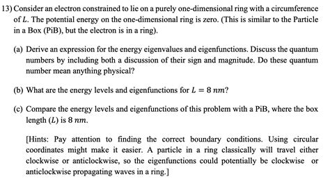 Solved 3 Consider An Electron Constrained To Lie On A