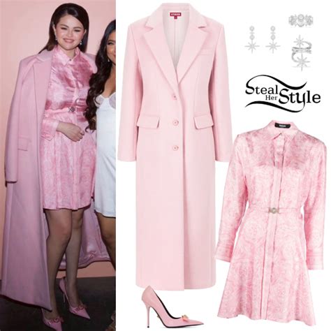 Selena Gomez Pink Dress And Coat