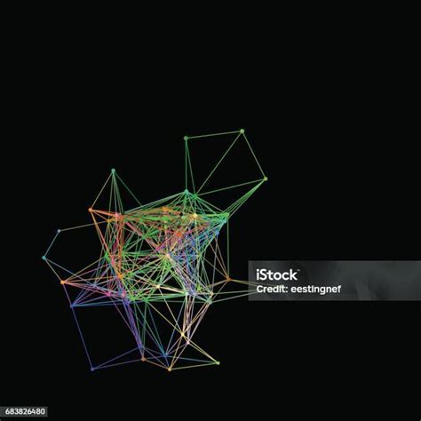 선과 점 들에서 추상 영역입니다 검은 배경에 고립 0명에 대한 스톡 벡터 아트 및 기타 이미지 0명 3차원 형태 검은색