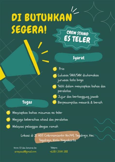 Lowongan Kerja Crew Stand Es Teler Di Cokro Teler Lokerjogjaid