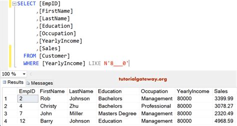 sql like operator and wildcards