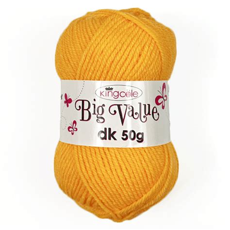 King Cole Big Value Dk Yellow Acrylic Yarn 50g 1