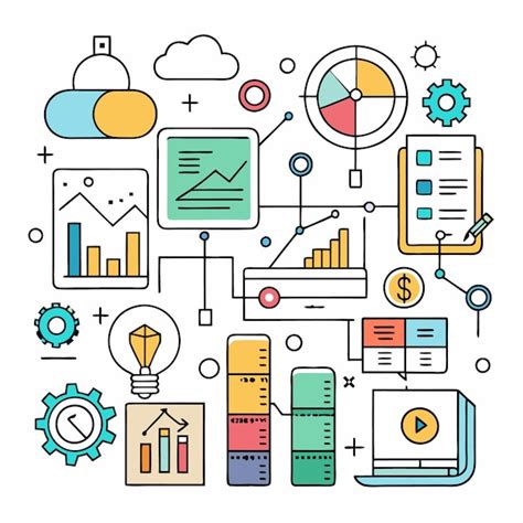 Abstract Line Art Illustration Of Data Analysis Business Strategy And Process Automation With