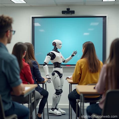Robot Teaching In A Classroom Stable Diffusion Online