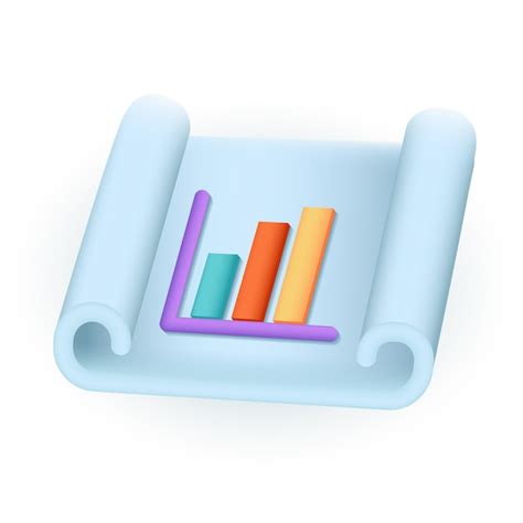 종이 3d 그림의 차트 또는 그래프 재무 보고서 소득 또는 예산 분석을 흰색 배경에 3d 스타일로 그린 만화 비즈니스 재정 정보 개념 무료 벡터