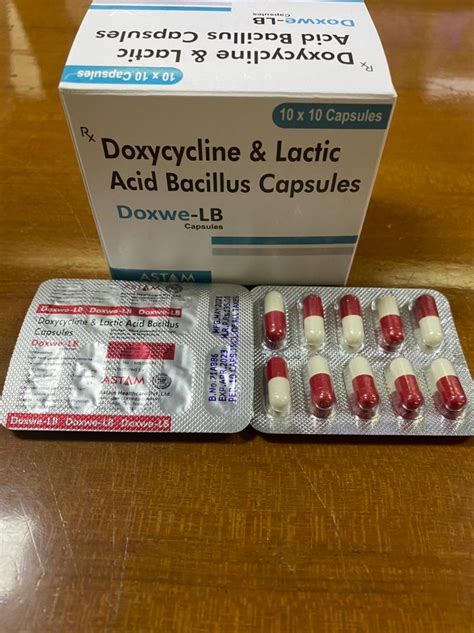 Doxwe Lb 100mg Doxycycline And Lactic Acid Bacillus Capsules At Rs 250 Box Doxy Tablets