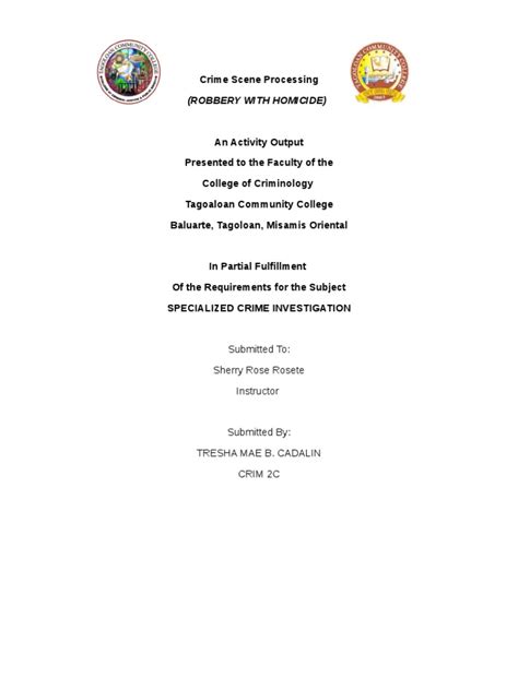 Case Folder Robbery With Homicide Pdf Crime Scene Forensic Science