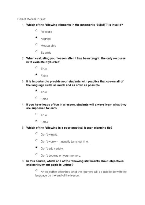 Module 8 Quiz Questions Efl Classroom Communication And Techniques