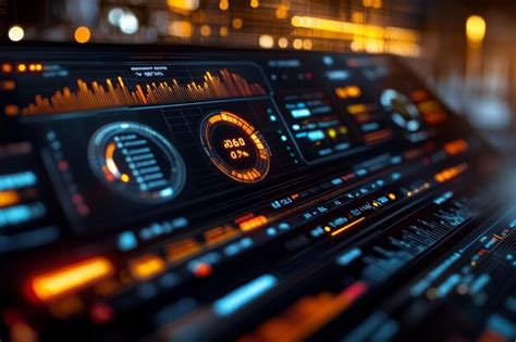 Futuristic Digital Interface With Orange And Blue Glowing Elements Premium Ai Generated Image