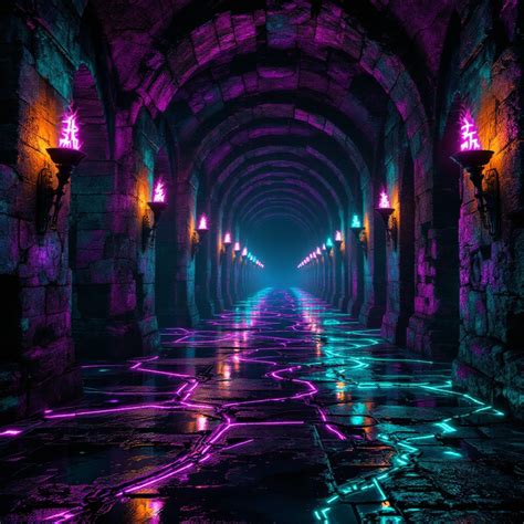 Free Neon Dungeon Portal Image Cyberpunk Medieval Dungeon