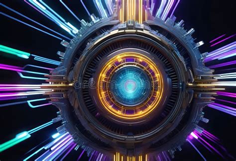 Abstract Sci Fi Neutron Electron Patterns With Neon Glow Intricate Artsy Sci Fi Fantasy Art