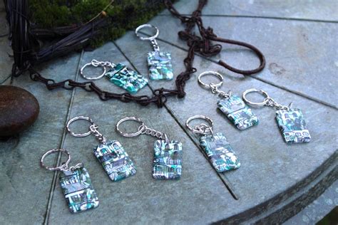 Haus Siebdruck Blau Bedruckt Handgemachte Polymer Clay Schlüsselanhänger Etsy Österreich
