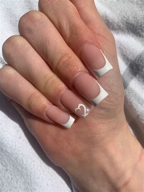 French Tip Nail In 2023 French Tip Nails Plain Nails Heart Nails