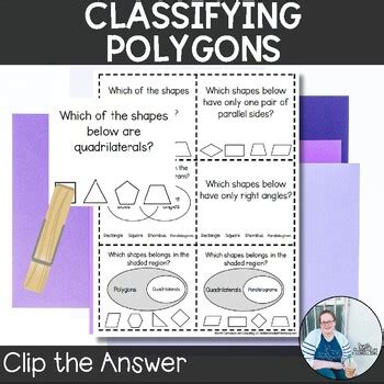 Classifying Polygons Clip The Answer TEKS A Math Station Self Check Activity