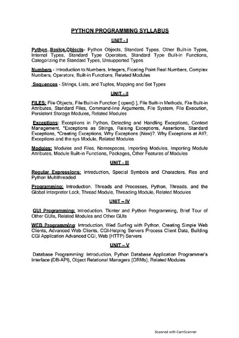 Python complete material - PYTHON PROGRAMMING SYLLABUS UNIT I Python Python Objects, Standard ...