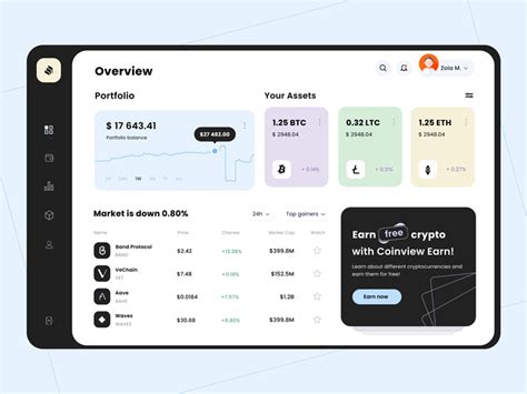 crypto wallet dashboard ui freebie supply