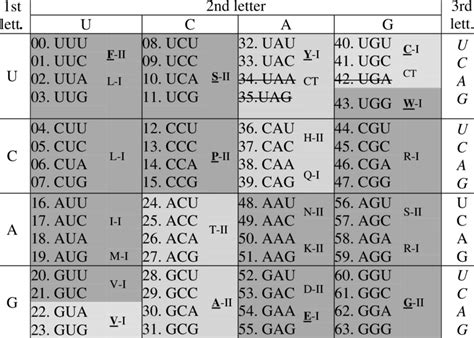 The Table Of The Standard Genetic Code Download Scientific Diagram
