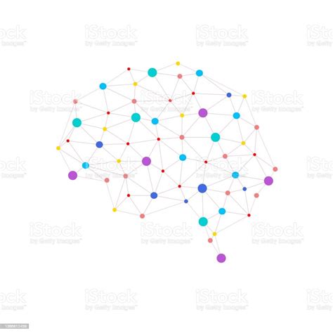 현대 뇌 링크 연결된 포인트 로고 벡터 디지털 인간의 두뇌 입자 신경 총 구조 추상 인공 지능 미래 기술 및 과학 주식 벡터 일러스트 3차원 형태에 대한 스톡 벡터 아트 및