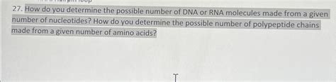 Solved How Do You Determine The Possible Number Of DNA Or Chegg